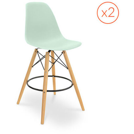 Set of 2 James Wood Bar Stools - Matt Pastel green