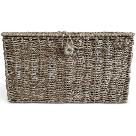 Natural Fiber Basket with Lid - 40x30CM - Baulera Brown