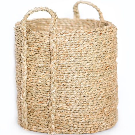 Natural Fiber Basket with Handles - 30x30CM - Taral Natural