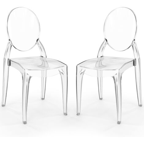 Pack of 2 Dining Chairs Transparent - Estilo Victoria Transparent