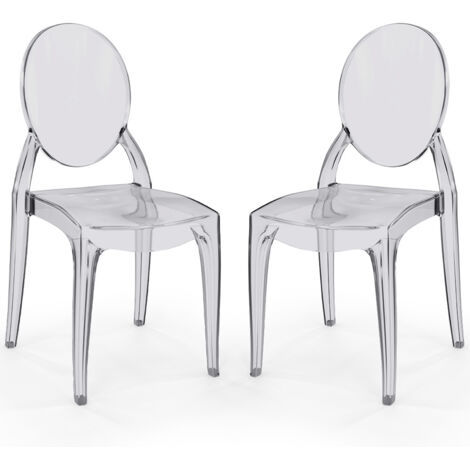 Pack of 2 Dining Chairs Transparent - Estilo Victoria Grey transparent