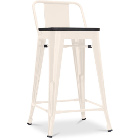 Industrial Design Bar Stool with Backrest - Wood & Steel - 60 cm ...