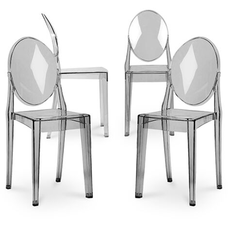 Pack of 4 Dining Chairs Transparent - Victoria Queen Grey transparent