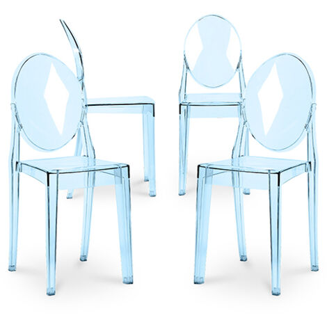Pack of 4 Dining Chairs Transparent - Victoria Queen Blue transparent
