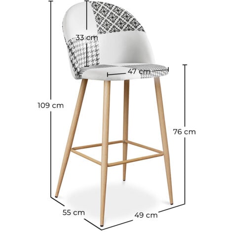 Patchwork Upholstered Stool - Scandinavian Style - Black and White ...