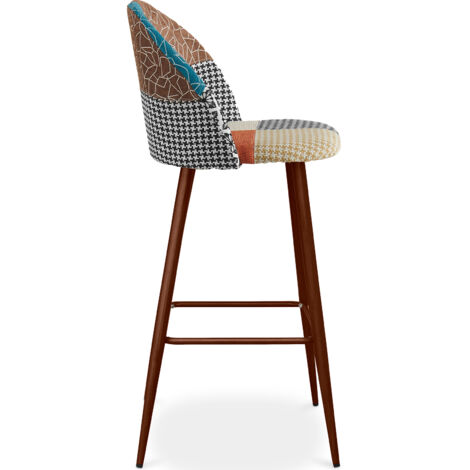 Patchwork Upholstered Stool - Scandinavian Style - Patty Multicolour