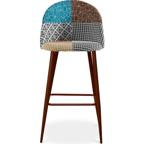 Patchwork Upholstered Stool - Scandinavian Style - Patty Multicolour
