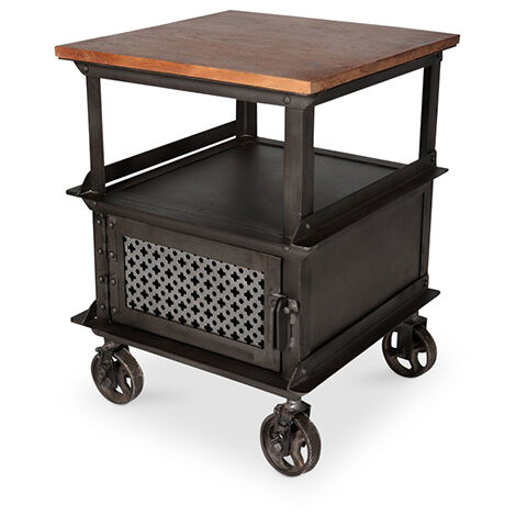 Industrial style side table with wheels - Avara Steel