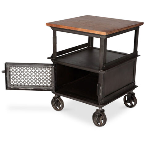 Industrial style side table with wheels - Avara Steel