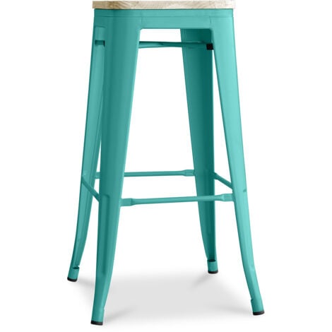 Industrial Design Bar Stool - Steel & Wood - 76cm - Stylix Pastel green