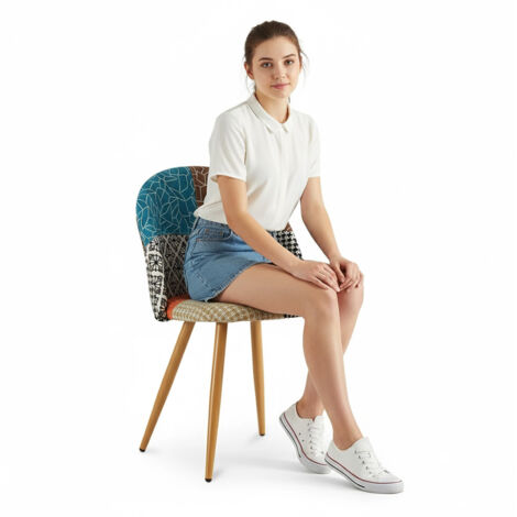 Dining Chair - Upholstered in Patchwork - Scandinavian Style - Patty ...