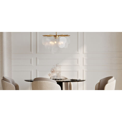 Mother of Pearl Ceiling Lamp - Disc Pendant Lamp - Karl Gold