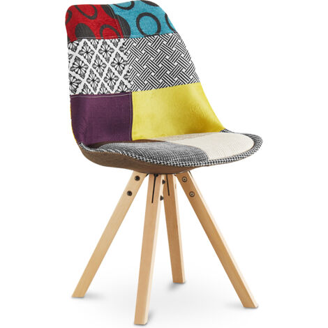 Dining Chair - Upholstered in Patchwork - Ray Multicolour