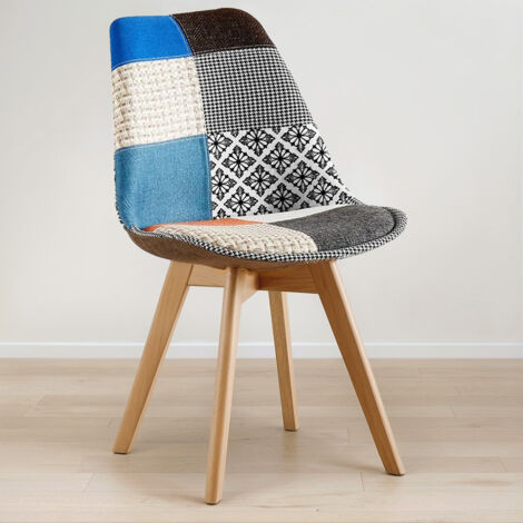 Dining Chair - Upholstered in Patchwork - Pixi Multicolour