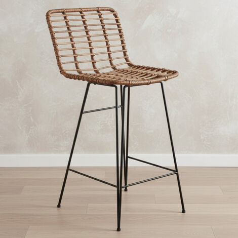 Wicker Bar Stool with Backrest - Boho Bali Design - 75cm - Catori ...