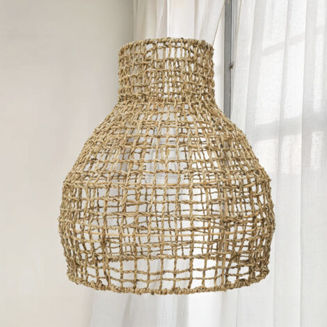 Rattan Ceiling Lamp - Boho Bali Design Pendant Lamp - Lan Natural wood