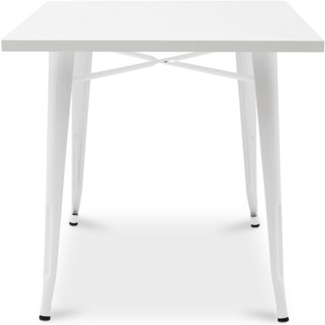 Rectangular Dining Table - Industrial Design - White Metal - Ashi White