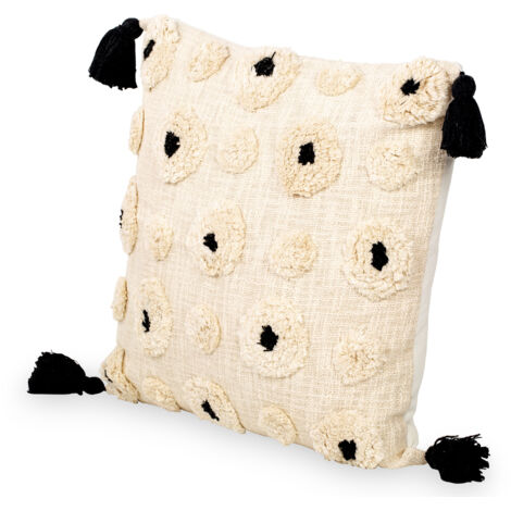 Boho Bali Style Cushion - Cover and Filling Included - Eleanor Black