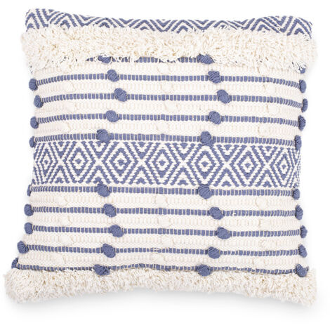 Boho Bali Style Cushion - Cover and Filling Included - Lana Blue