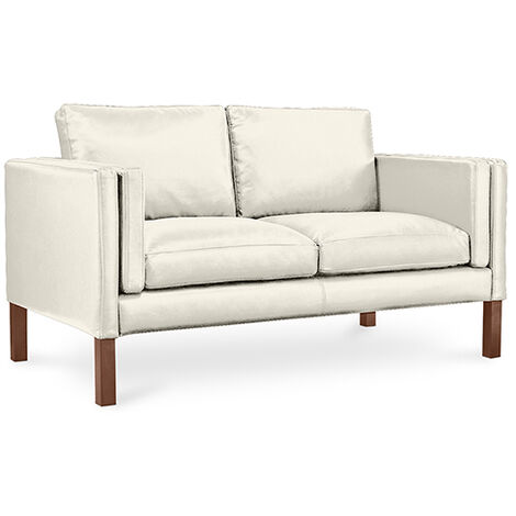 Polyurethane Leather Upholstered Sofa - 2 Seater - Mordecai Ivory