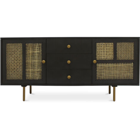 Wooden Sideboard - Vintage Design - Dena Dark grey