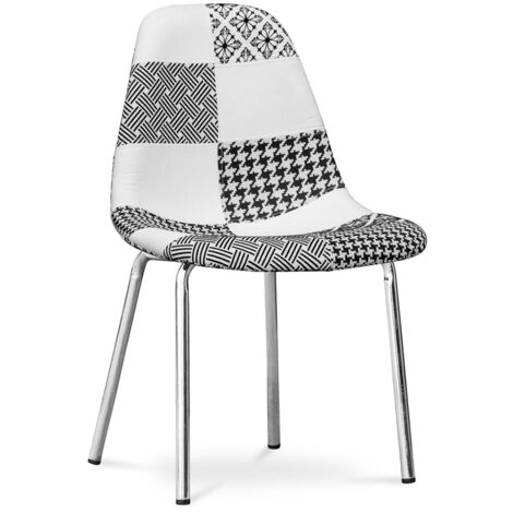 Dorwick Stuhl Schwarz und weiß - Patchwork Sam Weiß / Schwarz