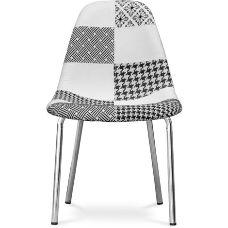 Dorwick Stuhl Schwarz und weiß - Patchwork Sam Weiß / Schwarz
