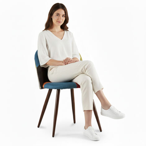 Gepolsterter Esszimmerstuhl mit Patchwork - Skandinavischer Stil ...