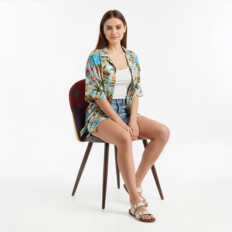 Gepolsterter Esszimmerstuhl mit Patchwork - Skandinavischer Stil - Ray ...