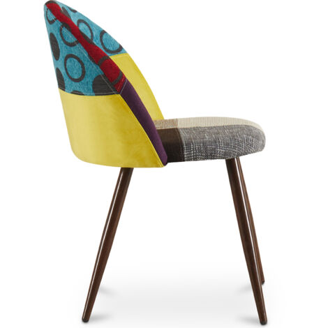 Gepolsterter Esszimmerstuhl mit Patchwork - Skandinavischer Stil - Ray ...