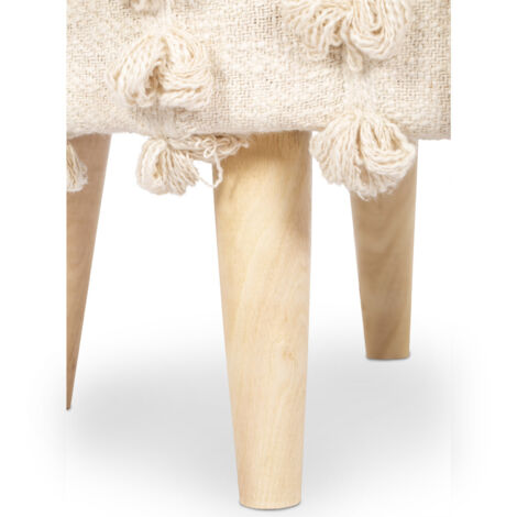 Runder Pouf Hocker - Boho Bali Stil - Batty Beige