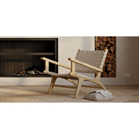 Loungesessel mit Armlehnen - Boho Bali Design Armchair - Holz und ...