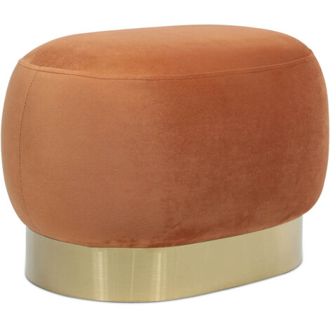 Pouf - Samt und Metall - Luxe Orange