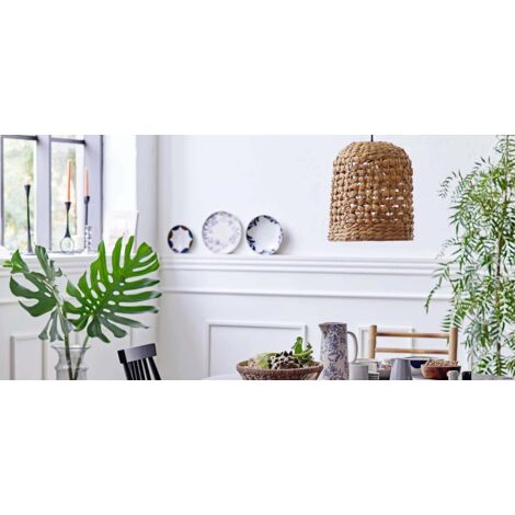 Rattan-Deckenlampe - Boho Bali Design Pendelleuchte - 30cm- Rava ...