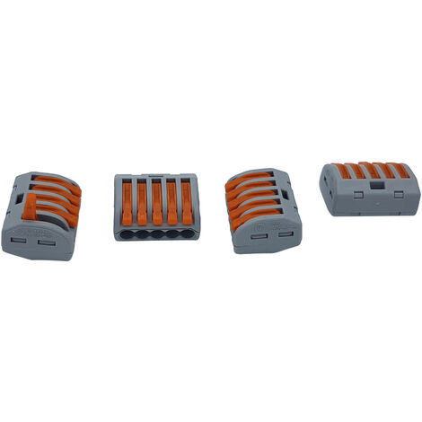 10 Stück Wago 222-415 Verbindungsklemme 5 Leiter mit Betätigungshebel 0,08-4 mm², grau