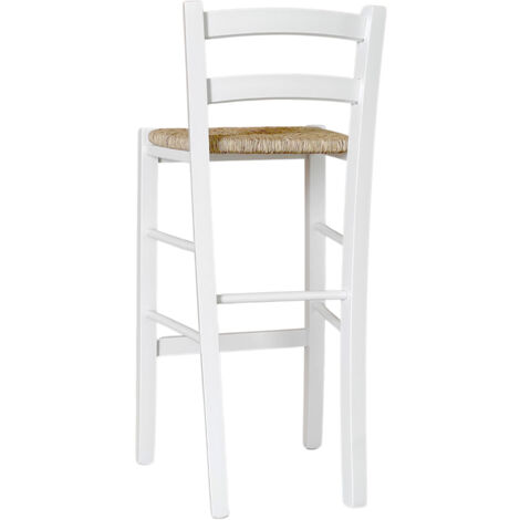 Hocker 67 cm hoch aus weißem italienischem Buchenholz mit Sitzfläche ...