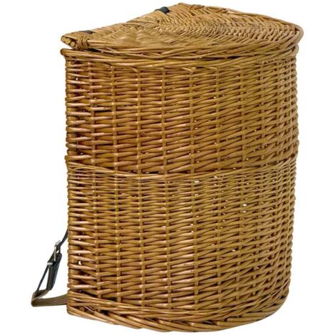 Weidenkorb mit Deckel und Schultergurt - 41 cm x 30 cm x H 42 cm