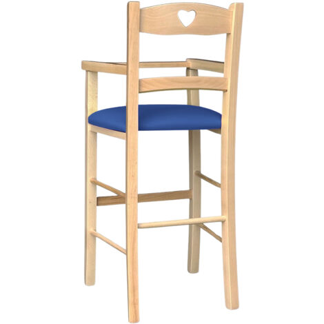Hochstuhl aus Holz in natürlicher Farbe mit gepolstertem Sitz aus ...