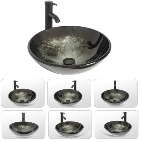 Puluomis – Vasque à poser ronde en verre 42x42x14 cm – Lave-mains pour ...