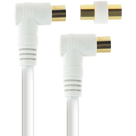 Prolongateur TV 9,52 mm coudé à 90° blanc 17 VAtCA mâle/femelle 1,5 ...