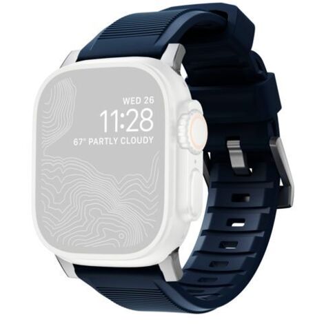 Nomad Rugged Strap Atlantic Blue Connector Silver 42/44/45/49mm