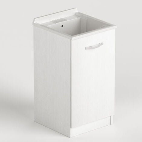 Mobile lavatoio in legno 1 anta bianco frassinato.