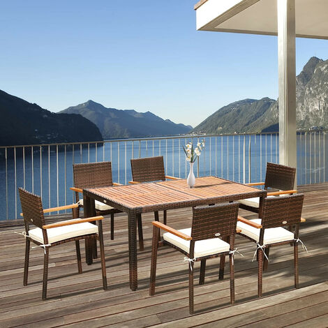 Salon de jardin 6 places THEO brun acacia