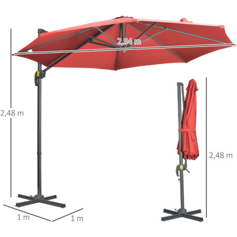 Parasol déporté octogonal XXL LUCIA rouge