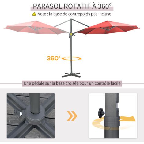 Parasol déporté octogonal XXL LUCIA rouge