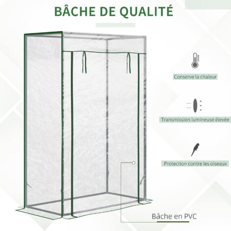 Serre de jardin à tomates acier thermolaqué vert PVC transparent