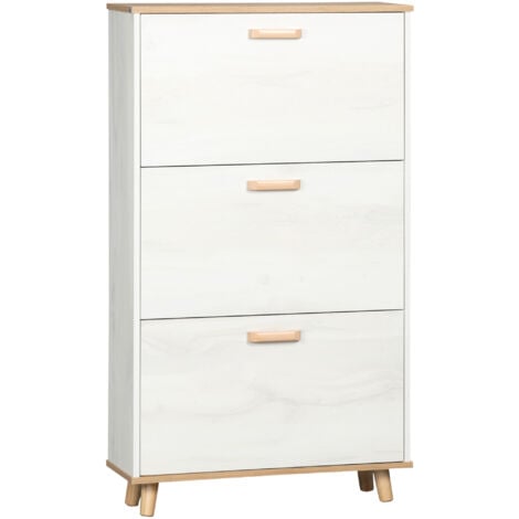 Armoire à chaussures scandinave PAZZIO blanc et bois