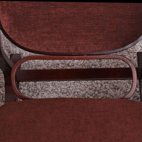 Rocking-chair, fauteuil à bascule M41, imitation noyer, tissu marron