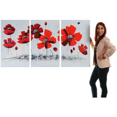 Tableau à l'huile, coquelicot, peint à la main à 100%, toile de ...