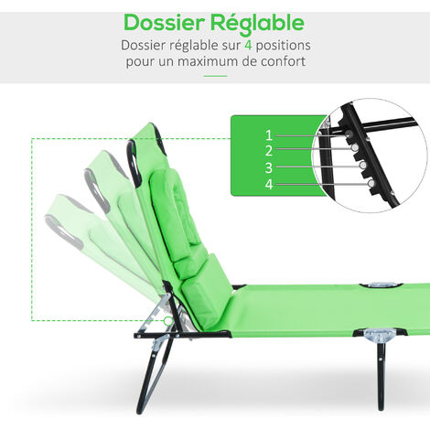 Transat inclinable pliable MARISA vert